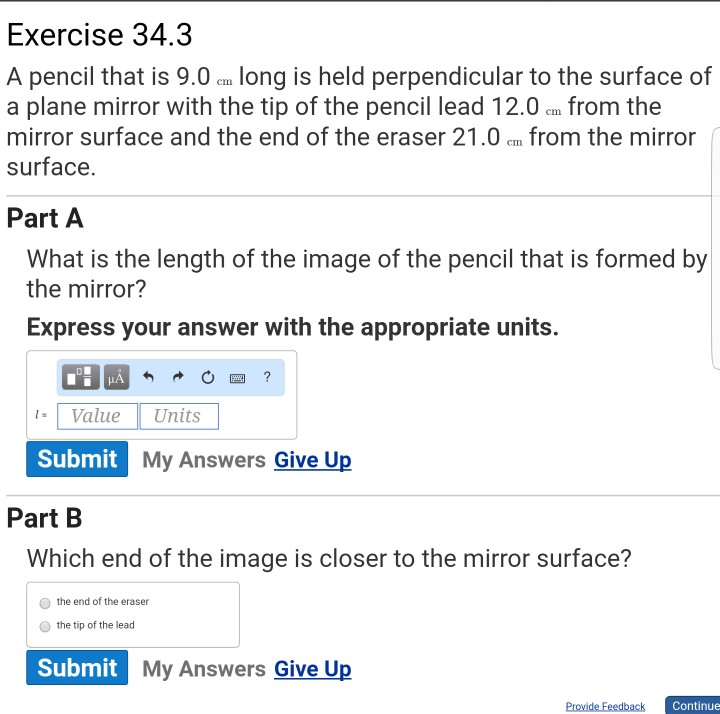 Solved Exercise 34.3 A pencil that is 9.0 cm long is held | Chegg.com
