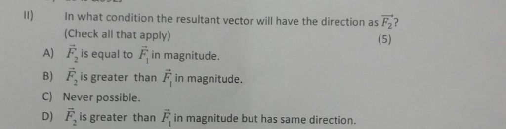 Solved In what condition the resultant vector will have the | Chegg.com