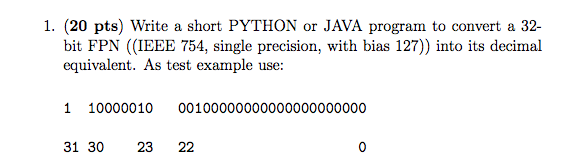Write a short PYTHON or JAVA program to convert a 32- | Chegg.com
