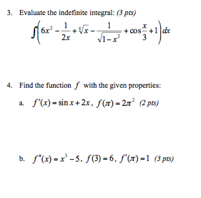 Solved Indefinite Integrals and Anti Derivatives PLEASE | Chegg.com