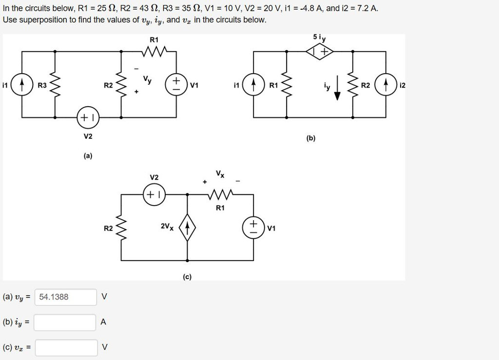 Solved In the circuits below, R1 = 25 Ω, R2 = 43 Ω, R3 = 35 | Chegg.com