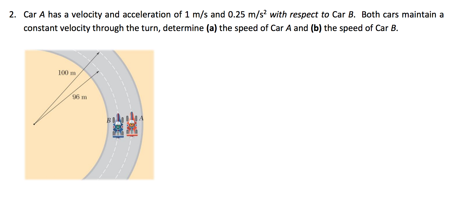 Solved Car A has a velocity and acceleration of 1 m/s and | Chegg.com