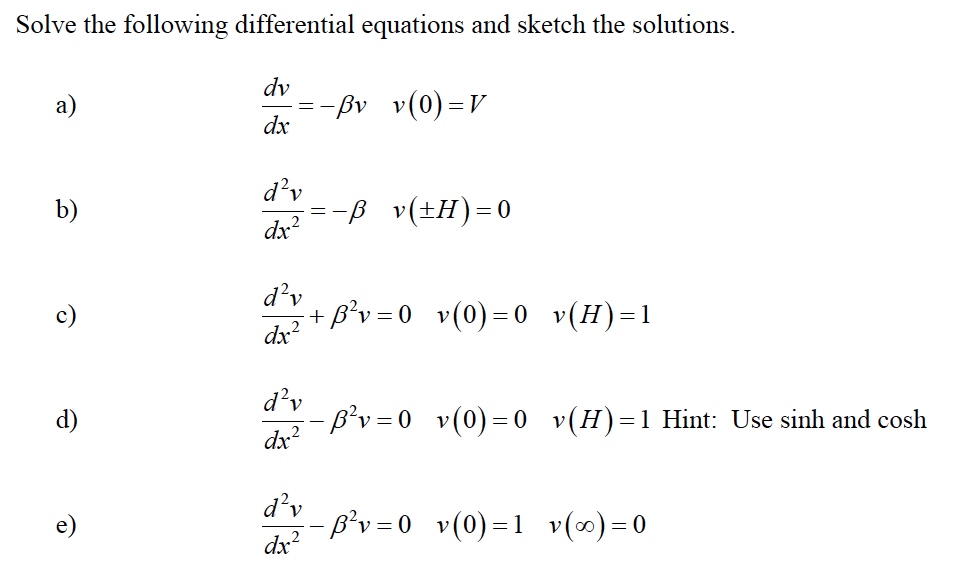 Solved Solve the following differential equations and sketch | Chegg.com