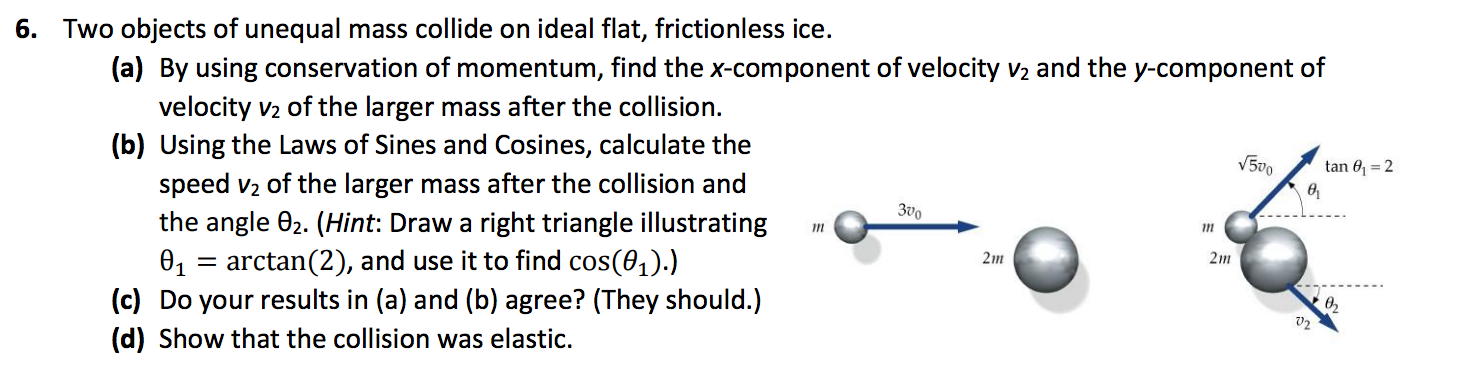 Solved Two objects of unequal mass collide on ideal flat, | Chegg.com