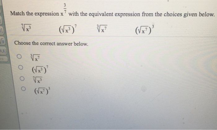 Solved Match the expression x with the equivalent | Chegg.com Solved Match the expression x with the equivalent | Chegg.com