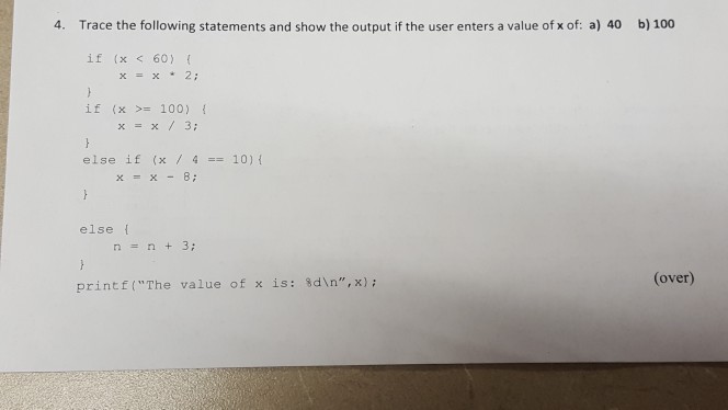 Solved 4. Trace the following statements and show the output | Chegg.com