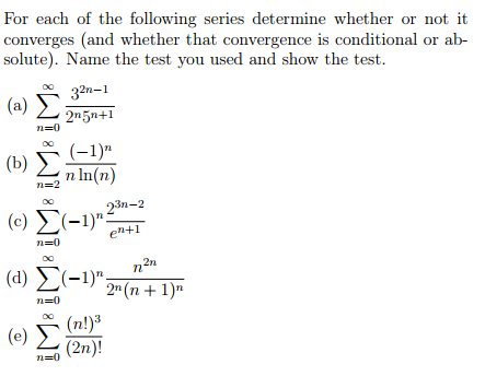 Solved For each of the following series determine whether or | Chegg.com