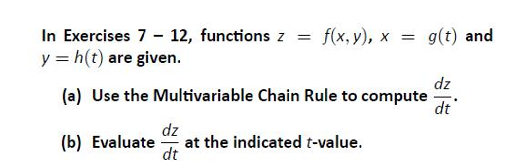Solved f(x,y), x g(t) and In Exercises 7-12, functions z y | Chegg.com