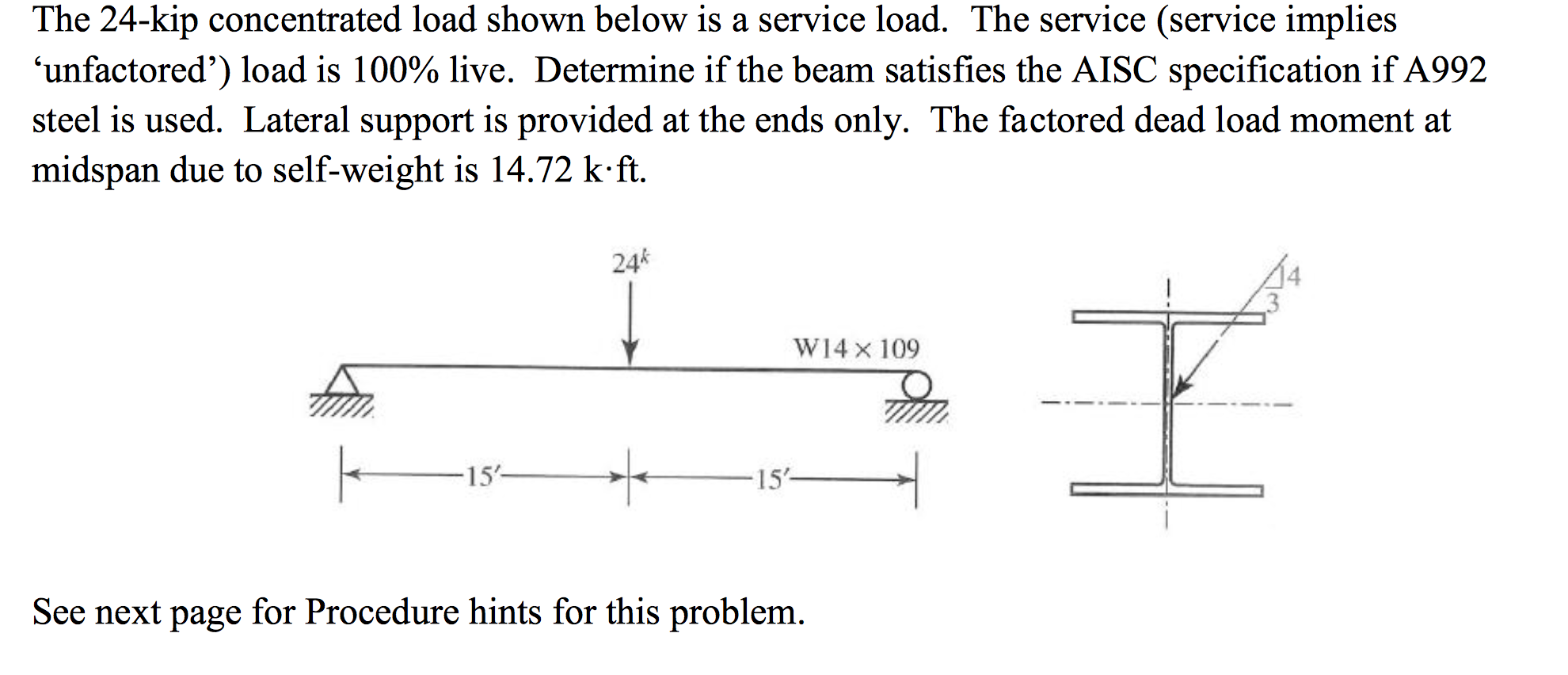 The 24-kip concentrated load shown below is a service | Chegg.com