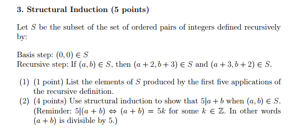 Solved 3. Structural Induction (5 points) Let S be the | Chegg.com Solved 3. Structural Induction (5 points) Let S be the | Chegg.com