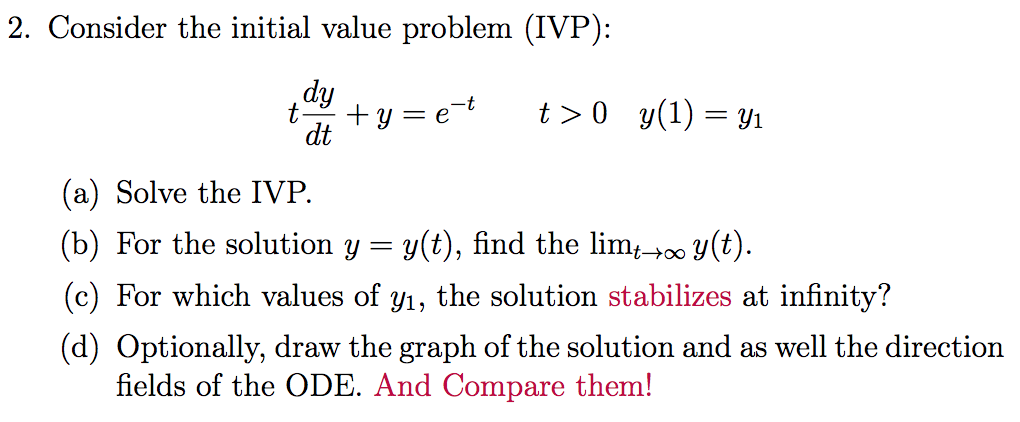 Solved 2. Consider the initial value problem (TVP) dt (a) | Chegg.com