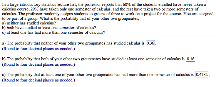 Solved In a large introductory statistics lecture hall, the | Chegg.com