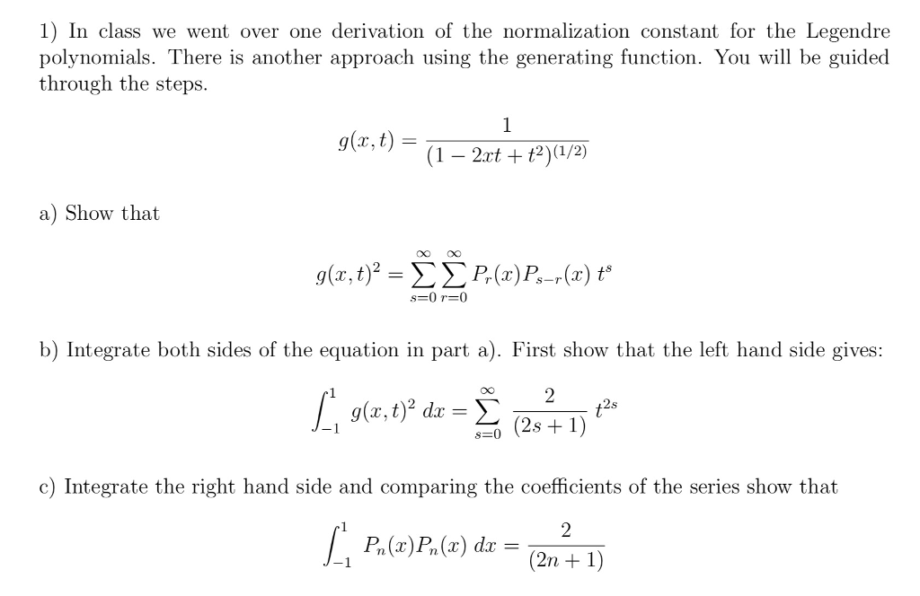 Solved In class we went over one derivation of the | Chegg.com