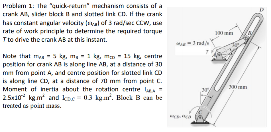 Problem 1: The "quick-return" mechanism consists of a | Chegg.com