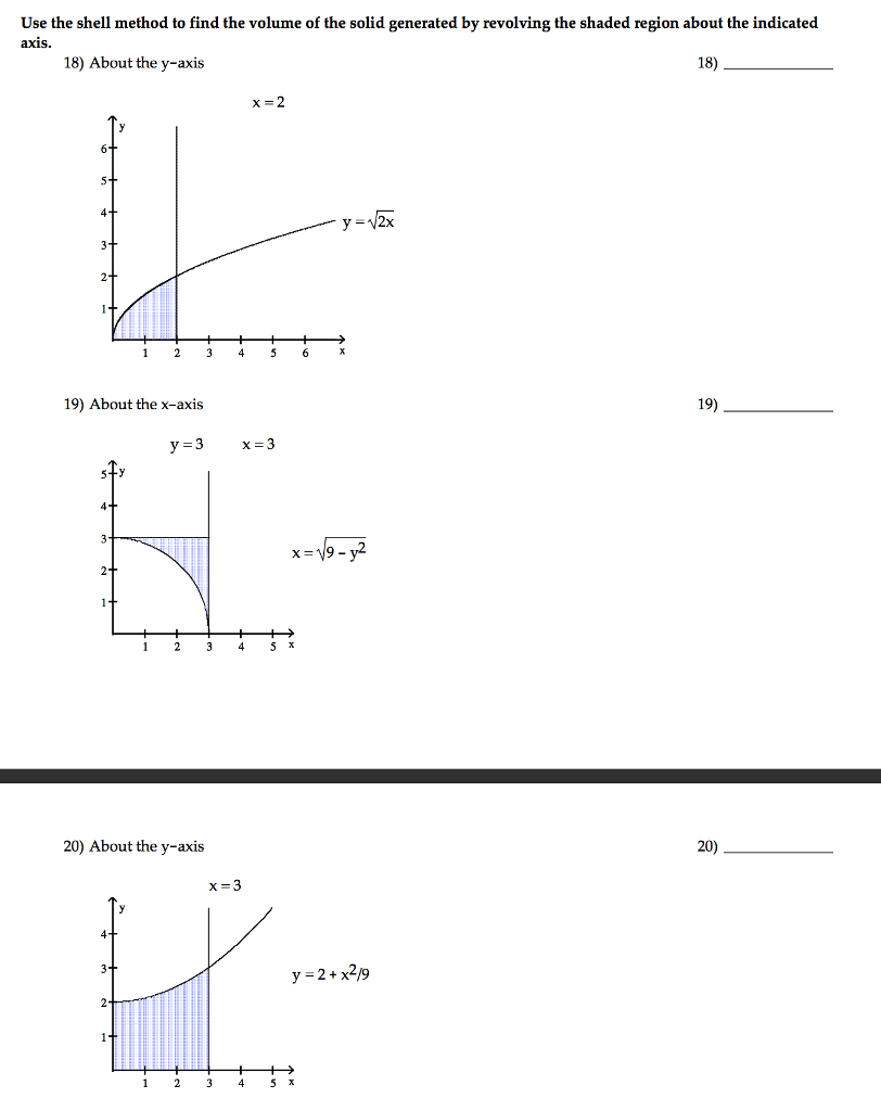 Solved Use the shell method to find the volume of the solid | Chegg.com