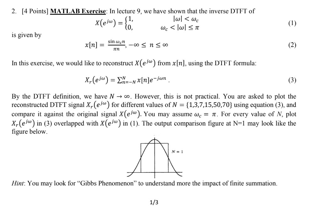 Solved 2. [4 Points] MATLAB Exercise: In lecture 9, we have | Chegg.com