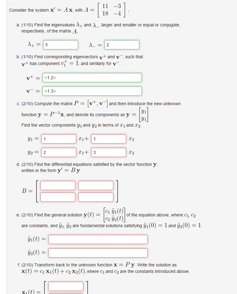 Consider the system X' = Ax, with A = matrix. (1/10) | Chegg.com