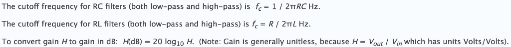 Solved The cutoff frequency for RC filters (both low-pass | Chegg.com