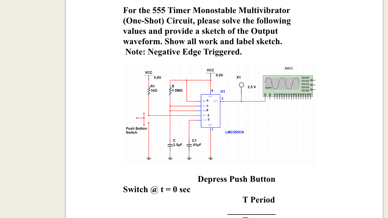 Solved Timer Monostable Multivibrator (One-Shot) Circuit, | Chegg.com