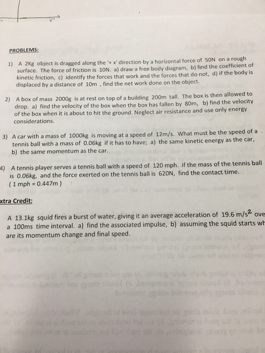 Solved A 2Kg object is dragged along the '+ x' direction by | Chegg.com