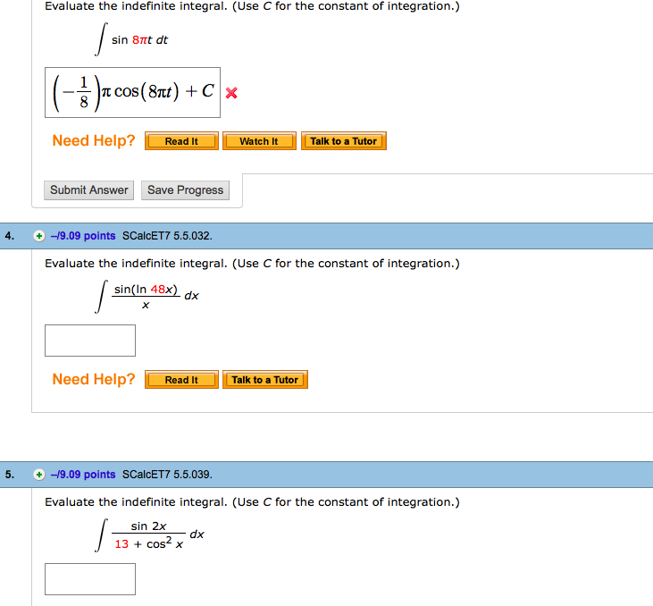Solved Evaluate the indefinite integral. (Use C for the | Chegg.com Solved Evaluate the indefinite integral. (Use C for the | Chegg.com