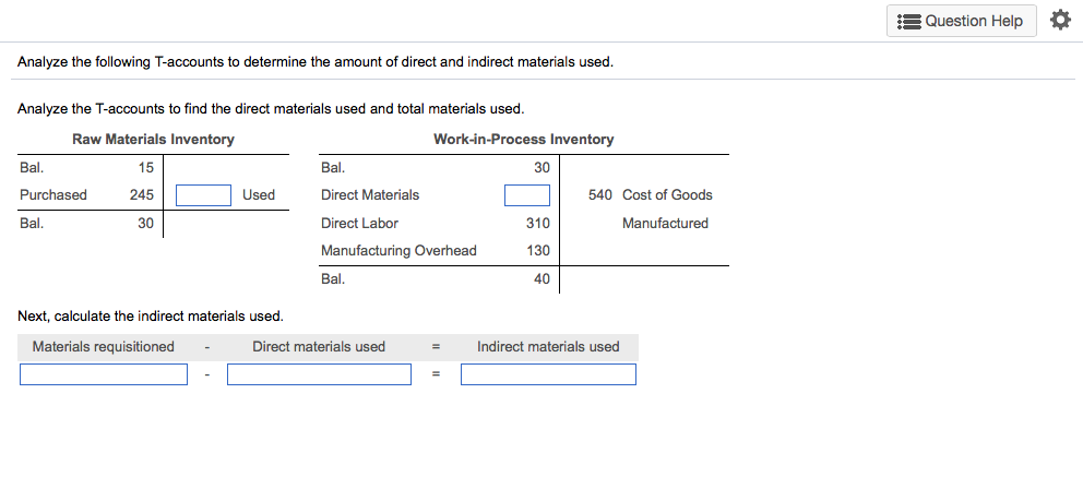 Solved Analyze the following T-accounts to determine the | Chegg.com