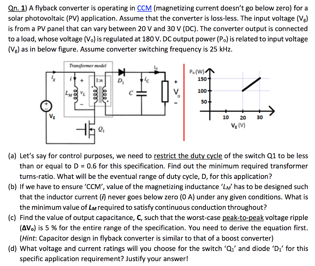 Solved Qn. 1) A flyback converter is operating in CCM | Chegg.com