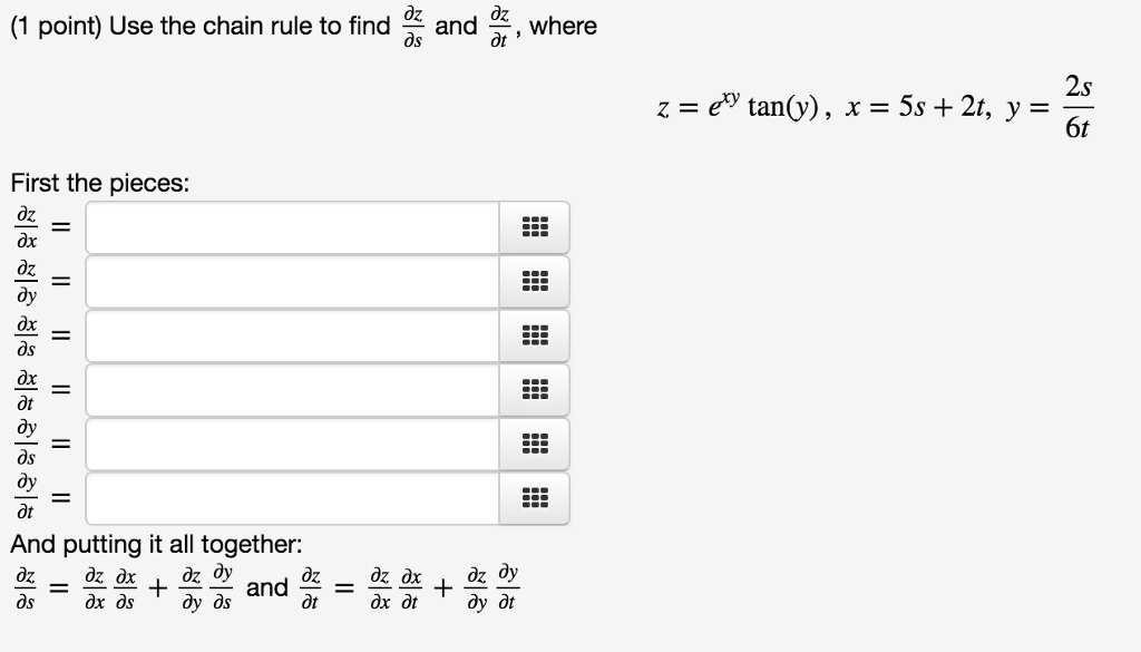 Solved 3 1 point) Use the chain rule to find , where ds Z = | Chegg.com