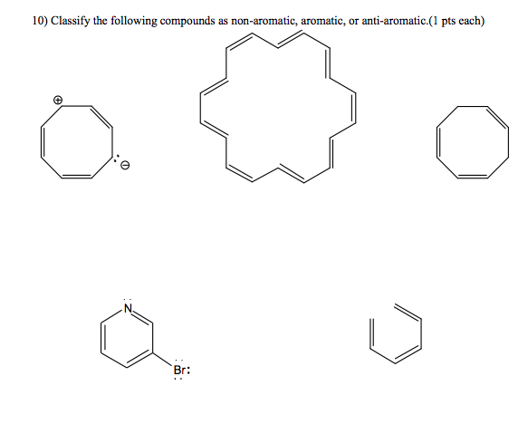 Solved 10) Classify the following compounds as non-aromatic, | Chegg.com
