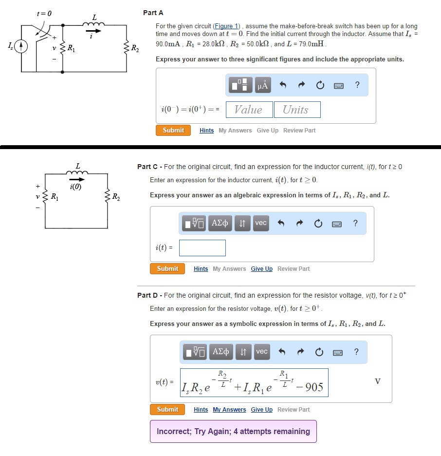 Solved For the given circuit (Figure 1). assume the | Chegg.com