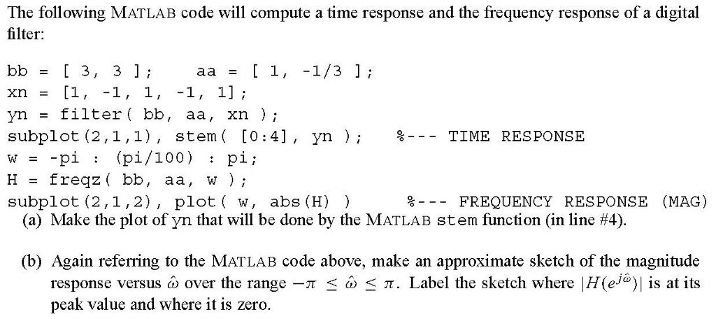 Solved The Following Matalab Code Will Compute A Time 