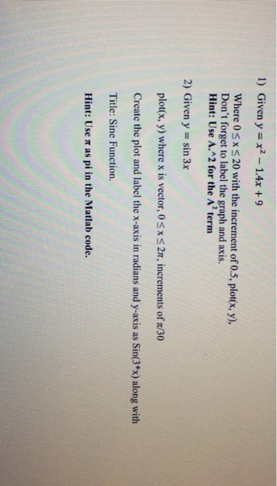 Solved How to do this on matlabWant to do this on a script | Chegg.com