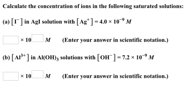 Solved Calculate the concentration of ions in the following | Chegg.com Solved Calculate the concentration of ions in the following | Chegg.com