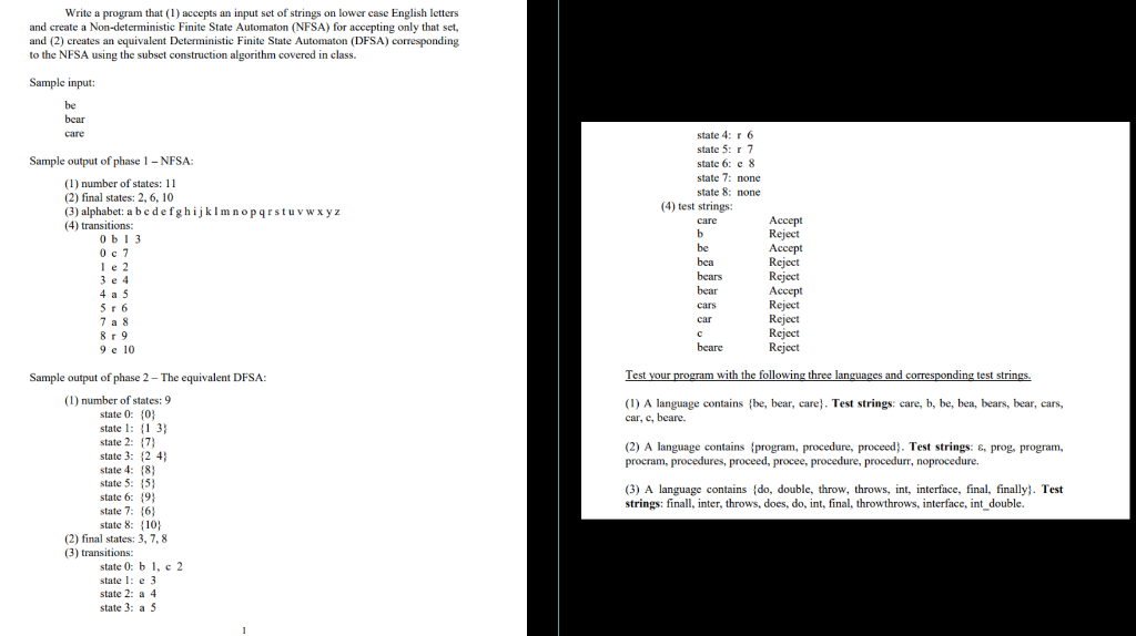 Write a program that (1) accepts an input set of | Chegg.com
