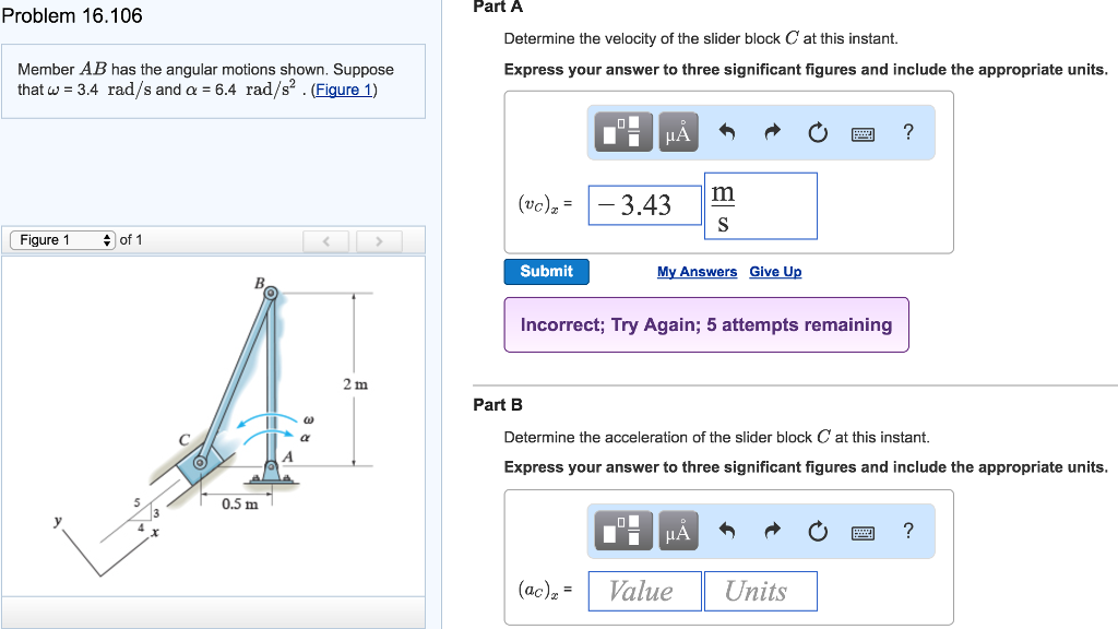 Solved Member AB has the angular motions shown. Suppose that | Chegg.com