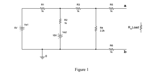 Solved R1 R3 R5 tk 1k 1k R2 1k Vs1 R Load R4 5V Vs2 RB 1k | Chegg.com