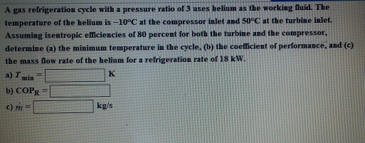 Solved A gas refrigeration cycle with a pressure ratio of 3 | Chegg.com