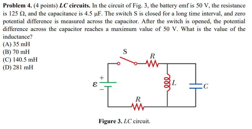 Solved Problem 4. (4 points) LC circuits. In the circuit of | Chegg.com