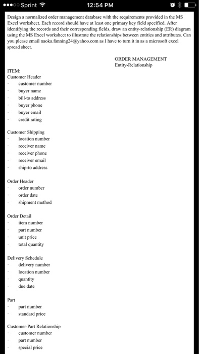 Design a normalized order management database with | Chegg.com