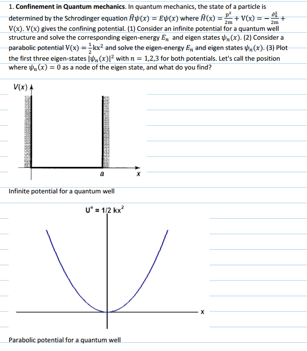 Confinement in Quantum mechanics. In quantum | Chegg.com