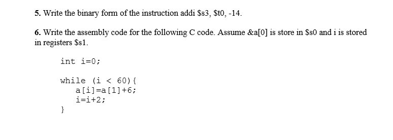 Solved Write the binary form of the instruction addi dollar | Chegg.com