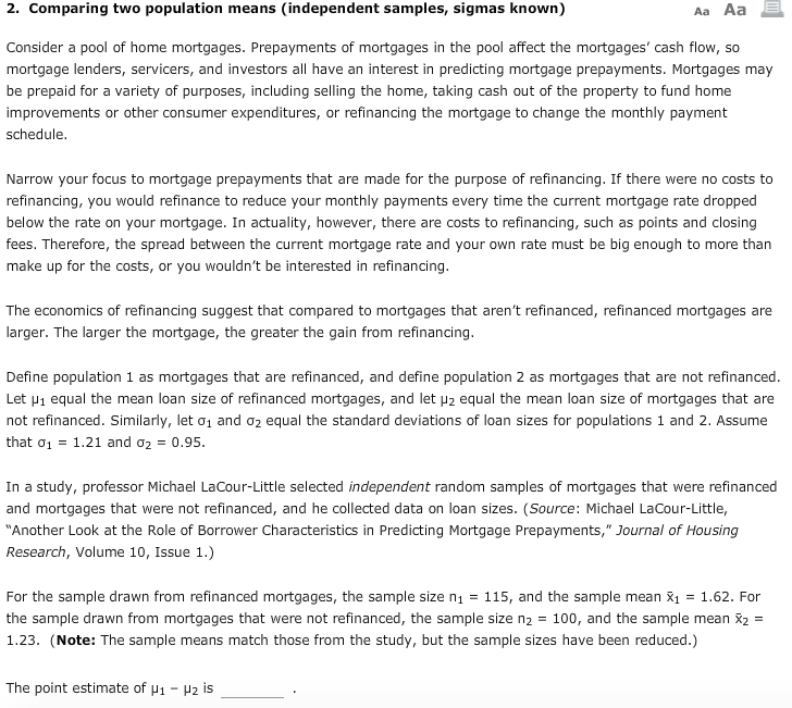 Solved 2. Comparing two population means (independent | Chegg.com