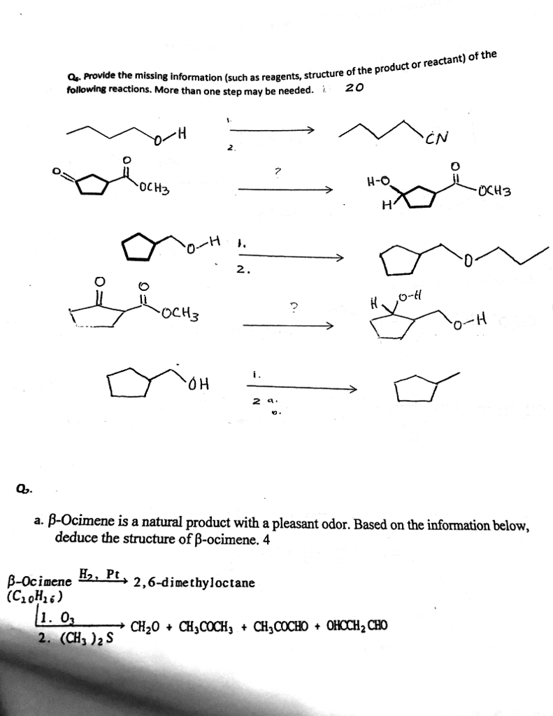 Solved Provide the missing information (such as reagents, | Chegg.com