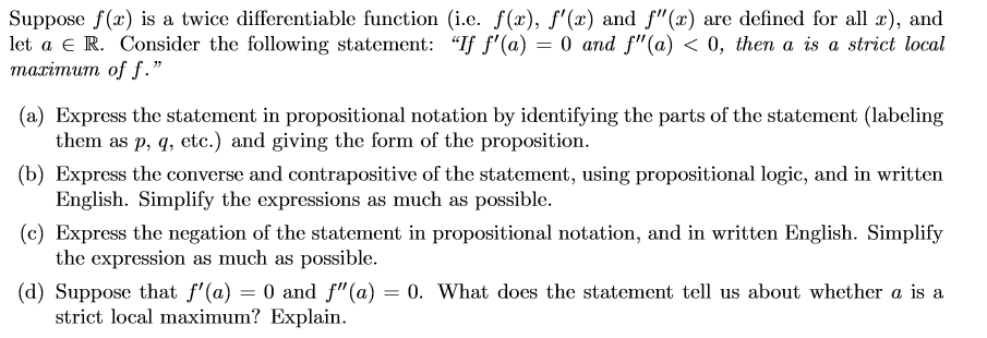 Solved Suppose (x) is a twice differentiable function (i.e. | Chegg.com