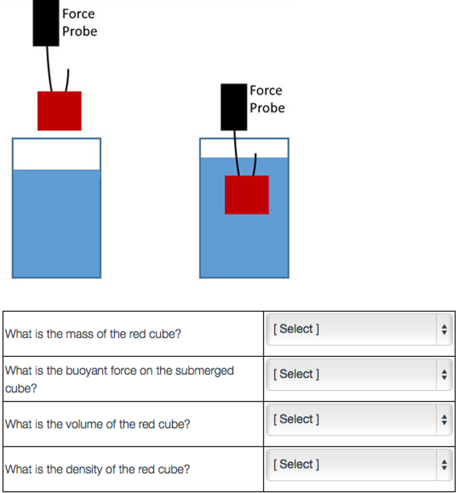 Solved A red cube is suspended on the force probe as shown | Chegg.com