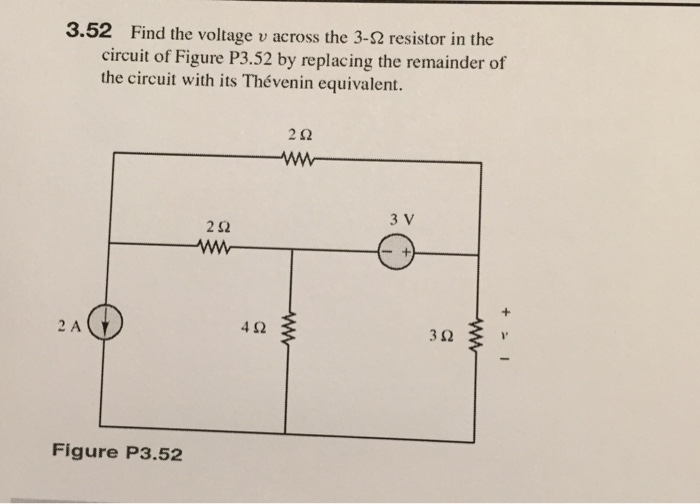 Solved Find the voltage v across the 3- Ohm resistor in the | Chegg.com