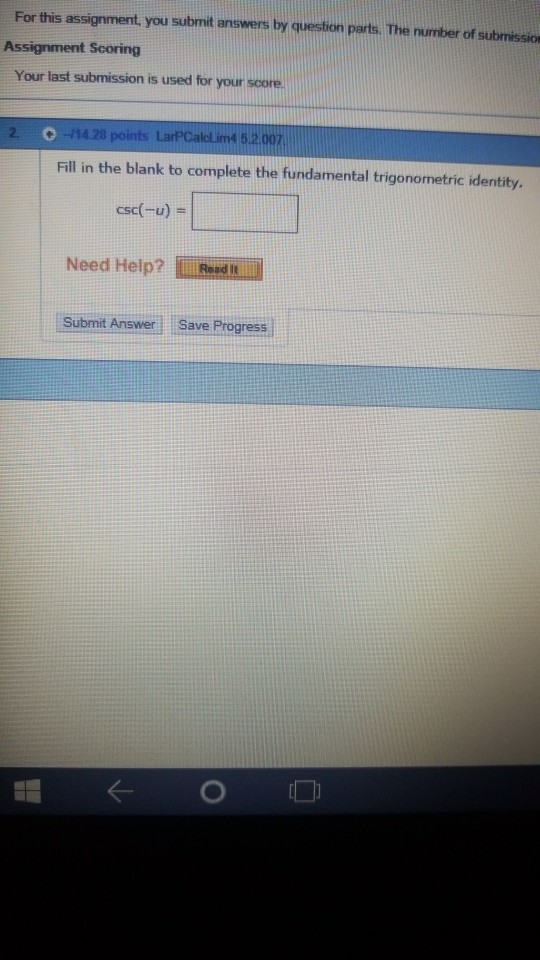 Solved ssignment Submission you submit answers by question | Chegg.com
