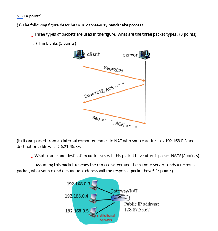 Solved 5. (14 points) (a) The following figure describes a | Chegg.com
