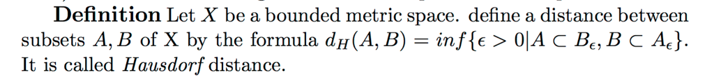 Solved Definition Let X Be A Bounded Metric Space Define A