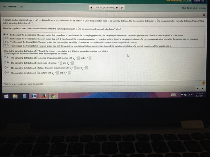 Solved A simple random sample of size n = 41 is obtained | Chegg.com